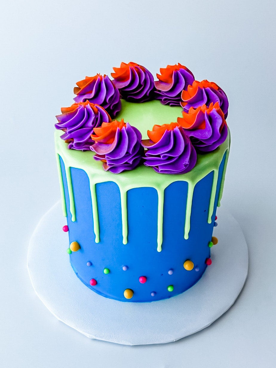 neon cake drip